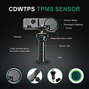 CDWTPS TPMS Sensor,GM 315Mhz Tire Pressure Monitoring Sensor Compatible for Chevy Silverado GMC Cadillac Buick Pontiac Saturn Hummber Saab Replace#13598771 13598772 13586335 13581558 4 Pack