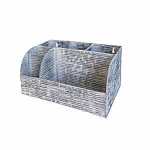 KOTINARA Farmhouse Bathroom Caddy Organizer - White Galvanized Shower Caddy with 6 Compartments - Wall Mount/Countertop Rustic Organizer for Farmhouse Bathroom and Kitchen