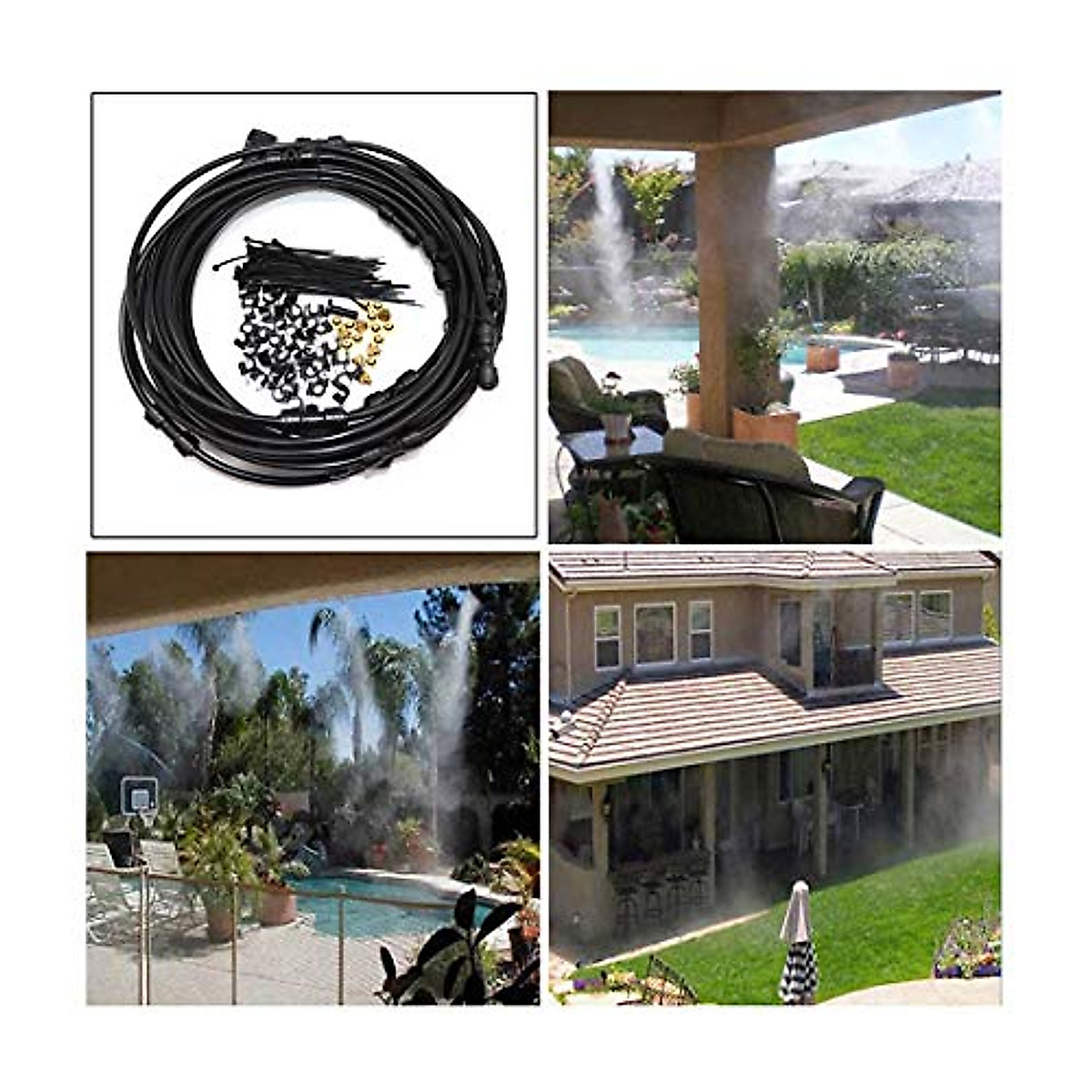 Bacdfesfed Misting Cooling System, Brass Mist Nozzles, Outdoor Patio Mist System, with 51ft Misting Tube for Patio Garden Greenhouse