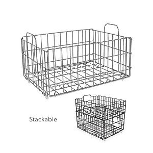 Atlantic Modular Mobile Storage Cart System, with Interchangeable Shelves & Baskets, Powder-Coated All-Steel Frame, 4-Tier, Caster Wheels for Mobility, PN 23350331, in White