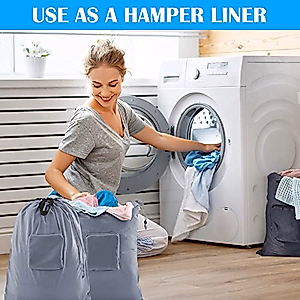 WEIWODUZUN Collapsible Travel Laundry Bag, Dirty Clothes Bag 【Simple】 with Handles and Aluminum Carabiner, Laundry Bag for Travel, Camp, Fitness, and Students Garment Bag