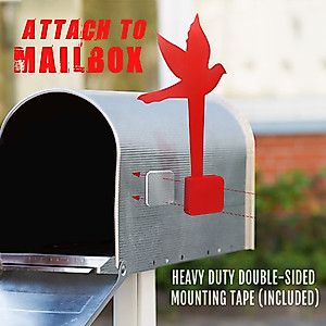 Anley Universal Outgoing Mail Dove Bird Mailbox Flag for Wood, Metal & Stucco - Rust Resistant Plastic Alert Postal Carrier Raised Signal Flags Replacement Kit - Mounting Sticker Included (Red)
