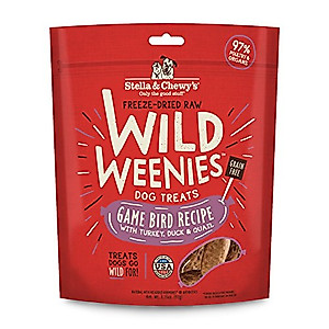 Stella & Chewy’s Freeze-Dried Raw Wild Weenies Dog Treats – All-Natural, Protein Rich, Grain Free Dog & Puppy Treat – Great for Training & Rewarding – Game Bird Recipe – 3.25 oz Bag