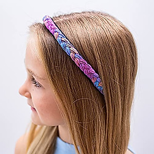 FROG SAC 2 Braided Headbands For Girls, Tie Dye Mermaid Headband for Kids, Metallic Braid Head Band Hair Accessories, Cute Rainbow Unicorn Party Favors
