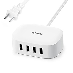 BULL USB Charging Station, 4 in 1 USB Charger with 6ft Extension Cord, USB Multiport Charger for Apple iPhone, Samsung, Tablet, Cruise Ship, Travel, Home, Office, UL Listed