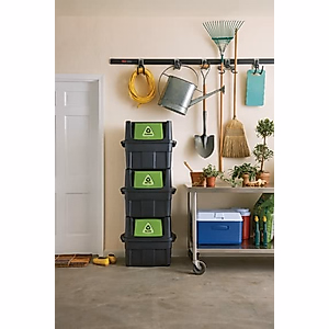 Rubbermaid Recycling Bin with Swing Lid, 14-Gallon, Black Stackable Lid for Glass/Plastic/Paper in Garage/Office/Restaurant