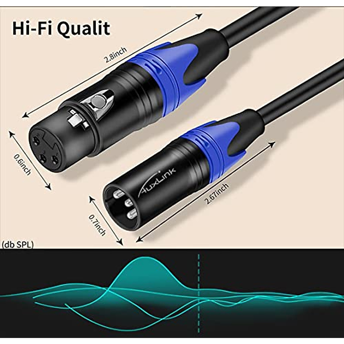 AuxLink XLR Cables, Microphone Cables 3ft 2 Pack, Heavy Duty Balanced XLR Speaker Cable Male to Female Suitable for Microphones, Speaker Systems, Radio Station, Stage Lighting and More-3 Feet