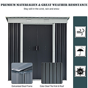 Outsunny 6' x 4' Backyard Garden Tool Storage Shed with Lockable Door, 2 Air Vents & Steel Construction, Black