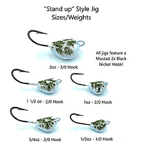 Tautog Jig, Sheepshead Jig, 2 Pack, Standup Style Tog Jig, Ultra Tough Powder Coat Finish with 2X Hook, 1/2-2oz Sizes, Multiple Colors, Made in The USA (1oz, Green Crab)