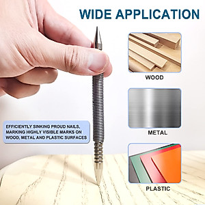 DLJZGC Dual Head Nail Setter and Hinge Pin Punch Set, Hammerless Spring Nail Set with 1/32IN & 1/16IN Heads, Ultra high 5000 PSI Striking Force (Nail Setter and Hinge Pin Punch Set)