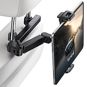 Lamicall Car Headrest Tablet Holder - [3 in 1 Extension Arm] Adjustable Tablet Car Mount for Back Seat, Road Trip Essentials for Kids, for 4.7-11" Tablet Like iPad Pro, Air, Mini, Galaxy, Fire, Black