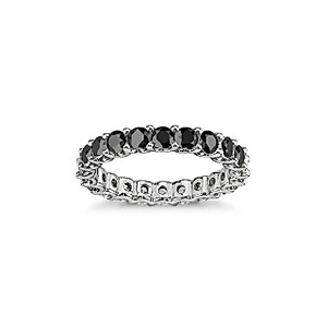 3.50mm Sterling Silver Black Cubic Zirconia Luxury Eternity Band (8)
