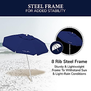 Caribbean Joe CJ-TUVC78NVY 6.5' tilting beach umbrella, Navy