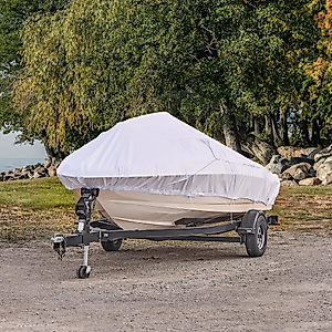 Transhield Universal Marine Boat Cover | Waterproof, Heavy Duty | Straps & Vents Included (25 ft - 27 ft)