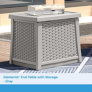 Suncast, Dove Gray Elements End Table with Storage