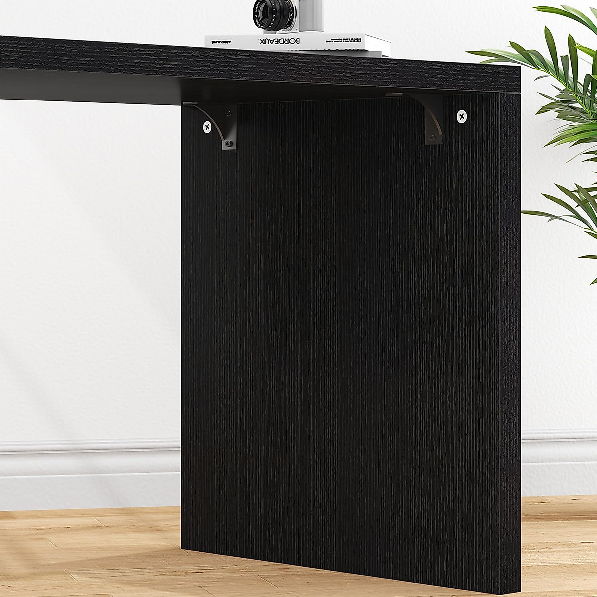 HSH Black L Shaped Computer Desk with Drawers, L Shaped Home Office Desk with Storage Cabinet Shelves, Reversible Corner Wood Writing Desk for Executive Work Study,Large Bedroom Computer Table,55 Inch