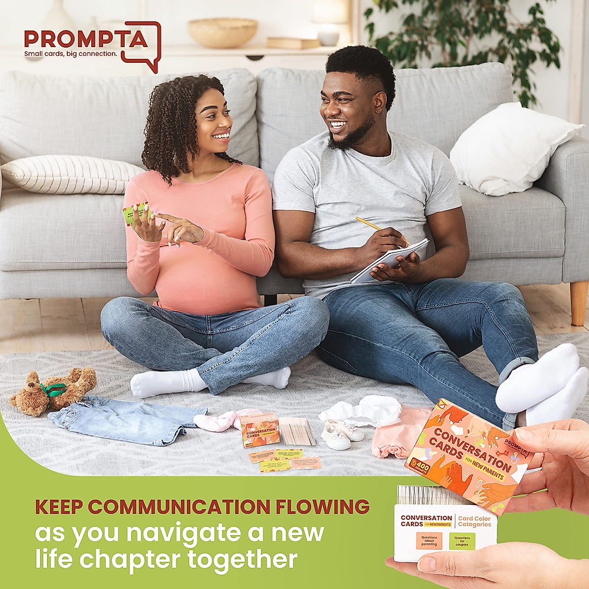 400 Conversation Cards for New Parents - Fun Questions to Connect and Talk About Parenting Essentials – Gift for New Mom Gifts for New Dad - Conversation Starters for Couples Gifts