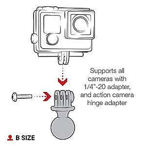 RAM Mounts RAP-B-202U-GOP1 Action Camera Universal Ball Adapter with B Size 1" Ball