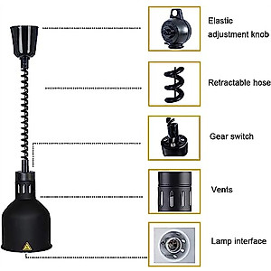 LINKANRUO 2PCS Commercial Food Warmer, Buffet Heating Lamp for Keep Food Warm, 60-180cm Retractable Food Heating Lamp Food Heat Pendant Light for Food Service Restaurant Kitchen Lamps(Silver)