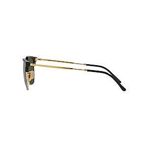 Ray-Ban RB4416F New Clubmaster Low Bridge Fit Square Sunglasses, Black on Gold/Green, 55 mm