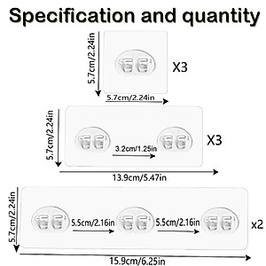 AMKlF 8 Pack Shower Caddy Adhesive Replacement, Adhesive Strips for Shower Caddy Sticky Pads, Transparent Strong Waterproof Wall Hooks, Suitable for Kitchen Bathroom Storage Shelves and Soap Holder