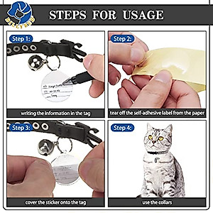 DILLYBUD Leather Personalized Breakaway Cat Collar with Studded Bell and Safety Quick Release Buckle - Rivets Studded ID DIY Collars for Boy Girl Cats Kittens