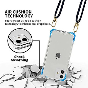 SHARON6 Crossbody Phone Case Compatible with iPhone 11 Clear Transparent PC+TPU Hard Case Holder Adjustable Lanyard Strap Necklace TUK CASE (Black)
