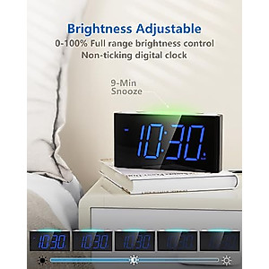 Digital Alarm Clock for Bedroom - 7 Color Night Light,2 USB Chargers,7.5" Large Number Screen & Slider Dimmer,12/24 H,Battery Backup,Easy Loud Electric Alarm Clock for Heavy Sleeper,Boy&Girl Kid Teen