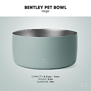 Simple Modern Stainless Steel Pet Water Bowl for Dogs & Cats | Reusable Insulated Stainless Steel Food Bowls for Dog Cat | No Tip No Slip BPA Free | Bentley Collection | Large (64oz) | Riptide