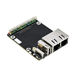 Mini Dual Gigabit Ethernet Base Board Compatible with Raspberry Pi Compute Module 4 CM4/4 Lite, Dual Gigabit Ethernet Ports,1xUSB 2.0 Port,1x40PIN GPIO Header,5V, Type-C Interface