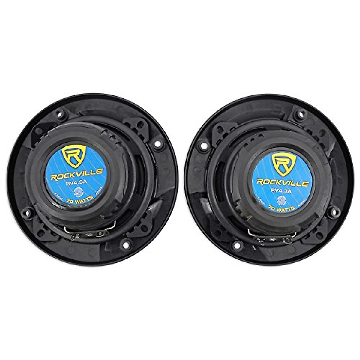 Pair Rockville RV4.3A 4" 3-Way Car Speakers 500 Watts / 70w RMS CEA Rated Total