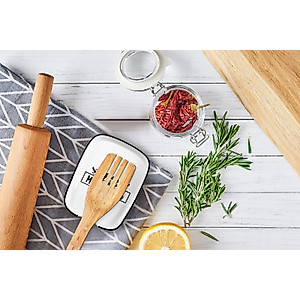 Hvukeke Ceramic Spoon Rest for Kitchen Stove Top Counter, Funny Mom's Kitchen White Spoon Holders for Chef, Mom Cute Kitchen Gift