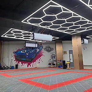 DHXYHQY Hexagon Garage Lights, Hexagon Honeycomb Lights, Super Bright Garage Lights Ceiling Led Hexagon 6500K for Gym, Basement, Warehouse, Auto Beauty Shop, Car Care Wash Room