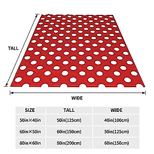 Red and White Polka Dot Throw Blanket Girls Women 50 X 40 Inch Lightweight Flannel Fuzzy Blanket Aesthetic Cozy Soft All Seasons Plush Blanket for Couch Bed Sofa