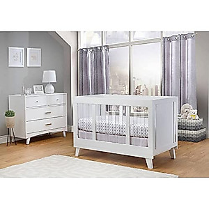 Sorelle Furniture Uptown Panel Crib, Modern Wood and Clear Acrylic Baby Crib, Made of Wood and Easy to Clean Acrylic, Non-Toxic Finish, Contemporary Baby Bed-White