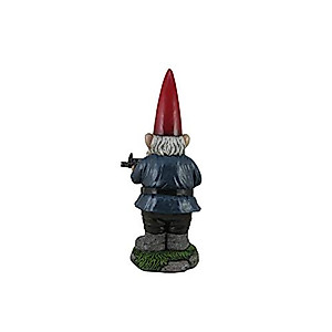 DWK "Fair Warning Don't Tread on Me Outdoor Garden Gnome Holding a Gun Statue | Garden Statues and Yard Art | Front Porch Decoration | Patio Decor for Your Home - 16"