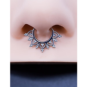 FANSING 16g Surgical Steel Septum Rings 8mm Lotus Septum Jewelry with Beaded balls Helix Piercing Jewelry 16 Gauge