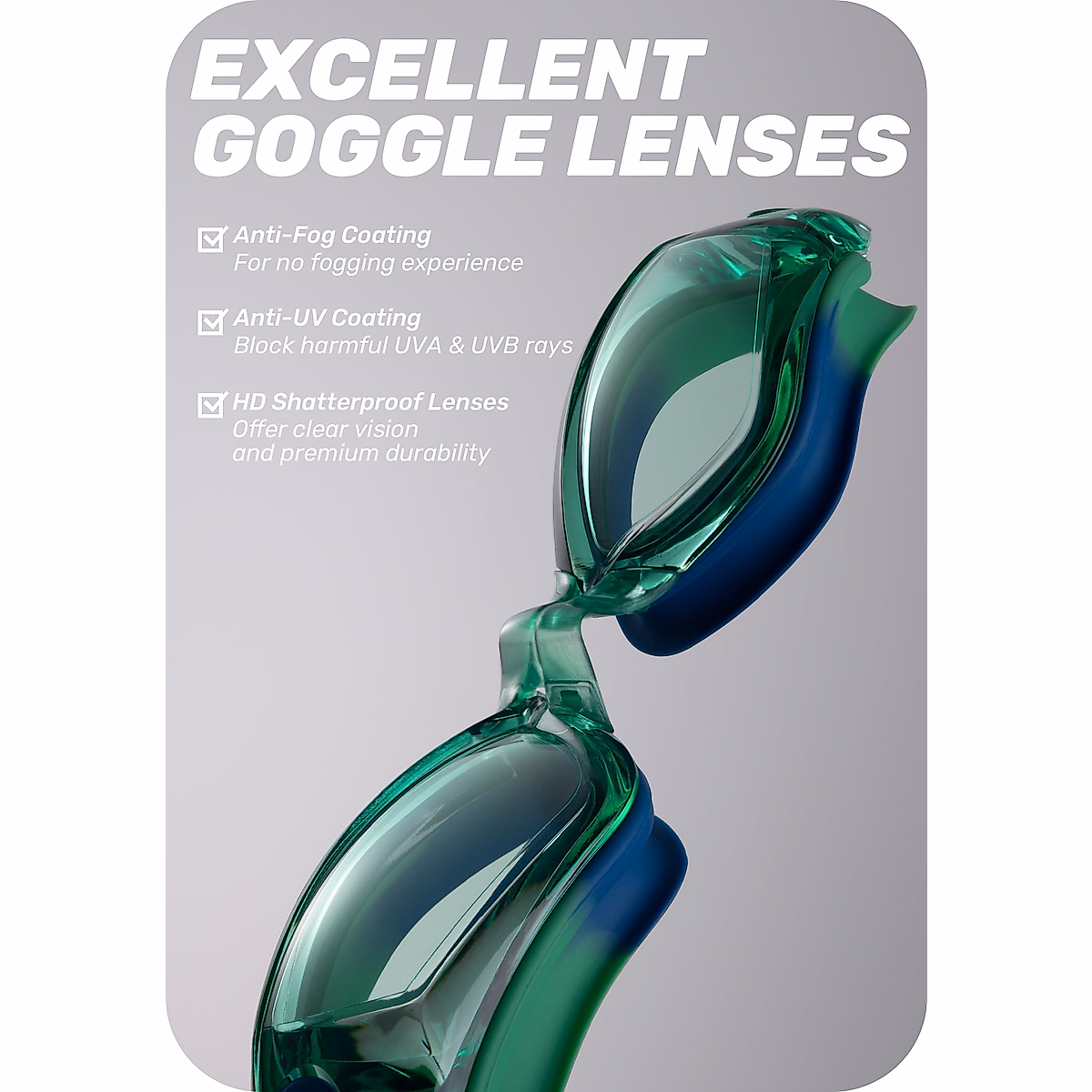 CAPAS Kids Swim Goggles, Pack of 2 Waterproof Anti-Fog Anti-UV Water Pool Swimming Class Goggles for Boys Girls Age 4-12