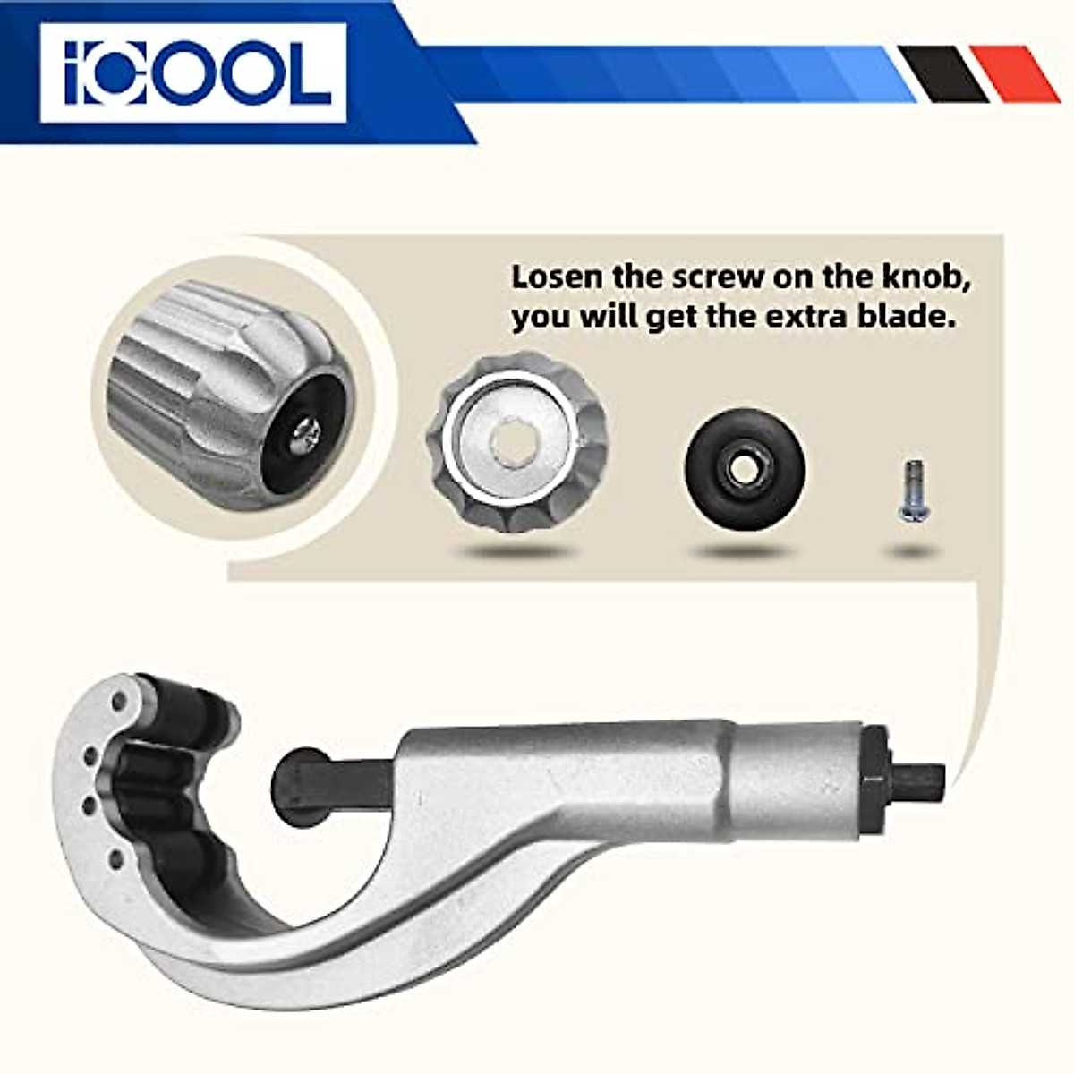ICOOL Tubing Cutter 3/16 to 2-5/8 Inch (5-67 mm) for Aluminum Copper Brass PVC Pipe Thin Stainless Steel Tube, with Extra Blade