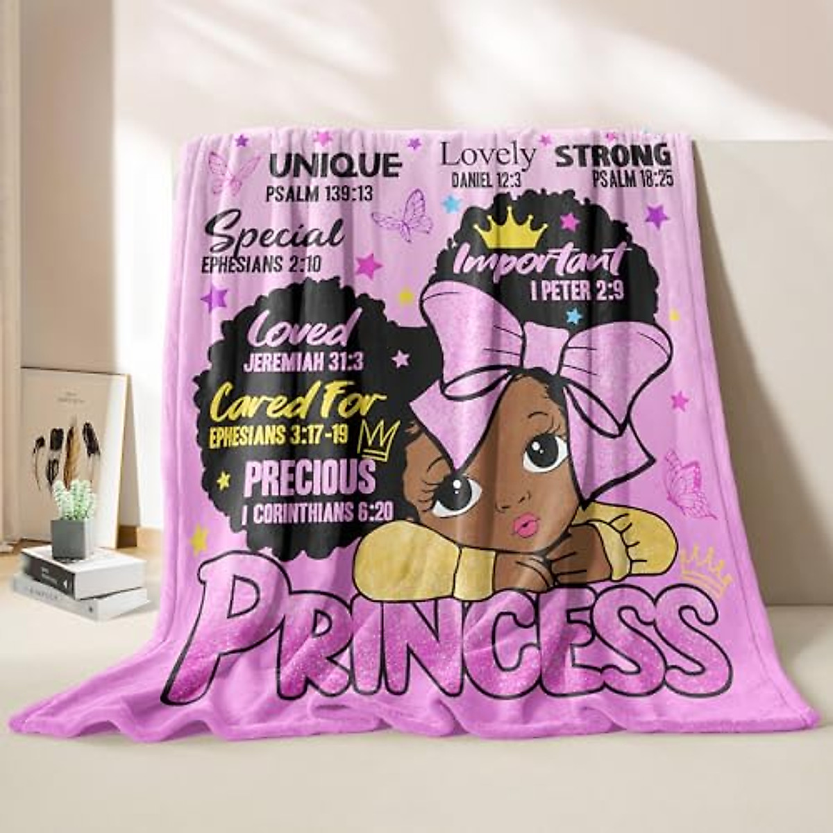 OIIJZzy African American Black Girl Blanket for Kids, Black Girl Magic Blanket for Baby Toddler, Afro Princess Throw Blanket for Sofa Bedroom Birthday Gift Decor 60"x50"