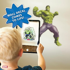 Wall Palz Marvel Incredible Hulk Wall Decals - 25" Augmented Reality Avengers Hulk Bedroom Wall Decor Peel and Stick Vinyl Wall Stickers