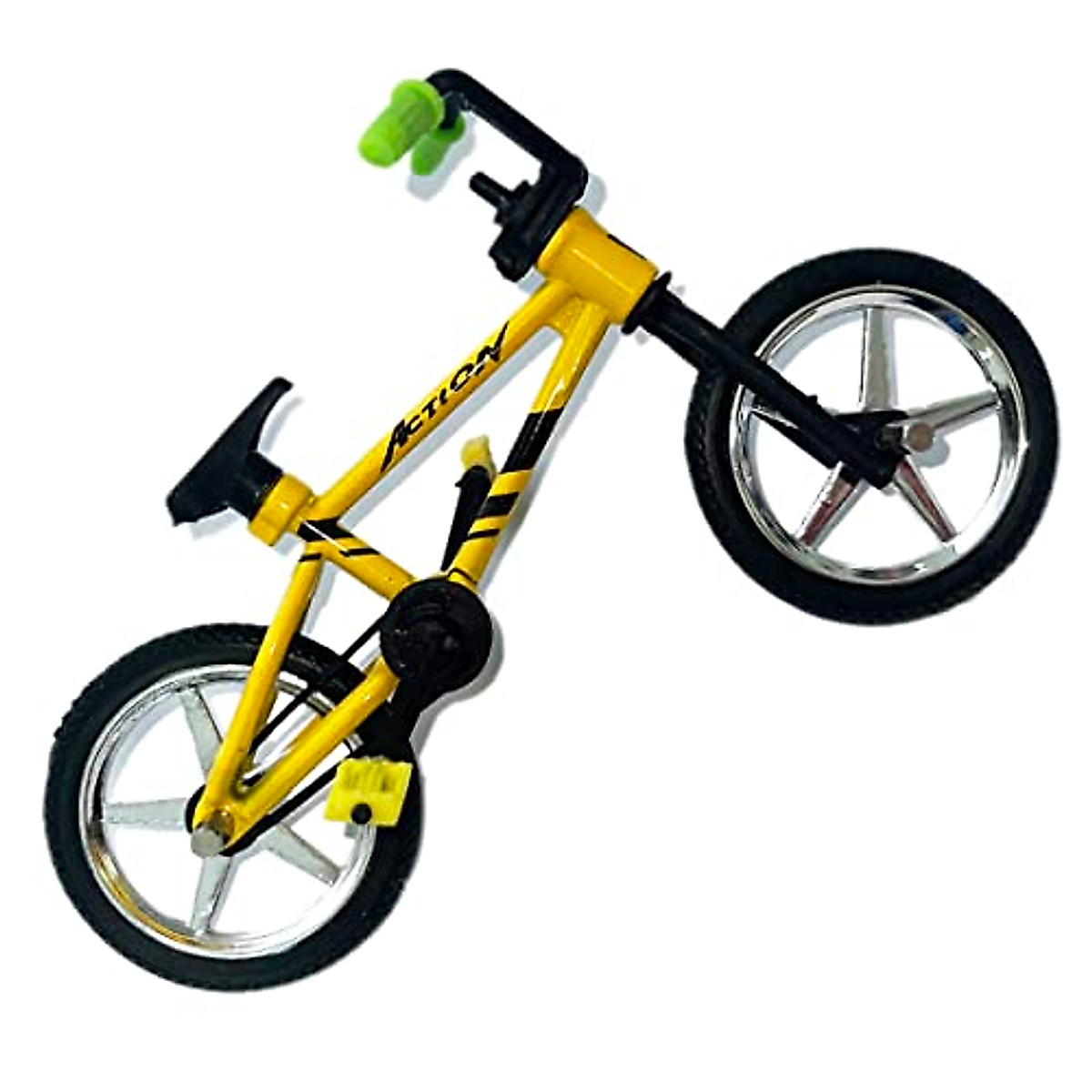 BMX Toys Alloy Finger BMX Functional Kids Bicycle Finger Bike Mini-Finger-BMX Set… (Yellow)