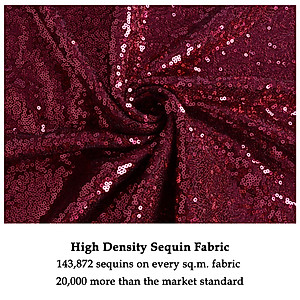 AMZLOKAE Fabric by The Yard Burgundy Sequin Fabric Glitter Fabric Shower Curtain Lining Fabric by The Yard for Dress Clothing DIY Sewing Material (1 Yard, Burgundy)