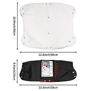 COCODE Pram Hand Muff,Baby Pushchair Fleece Hand Gloves Stroller Hand Muff Hand Warmer Windproof Thickening Anti-Freeze Gloves Universal Pram Accessory with Touch Screen Phone Bag