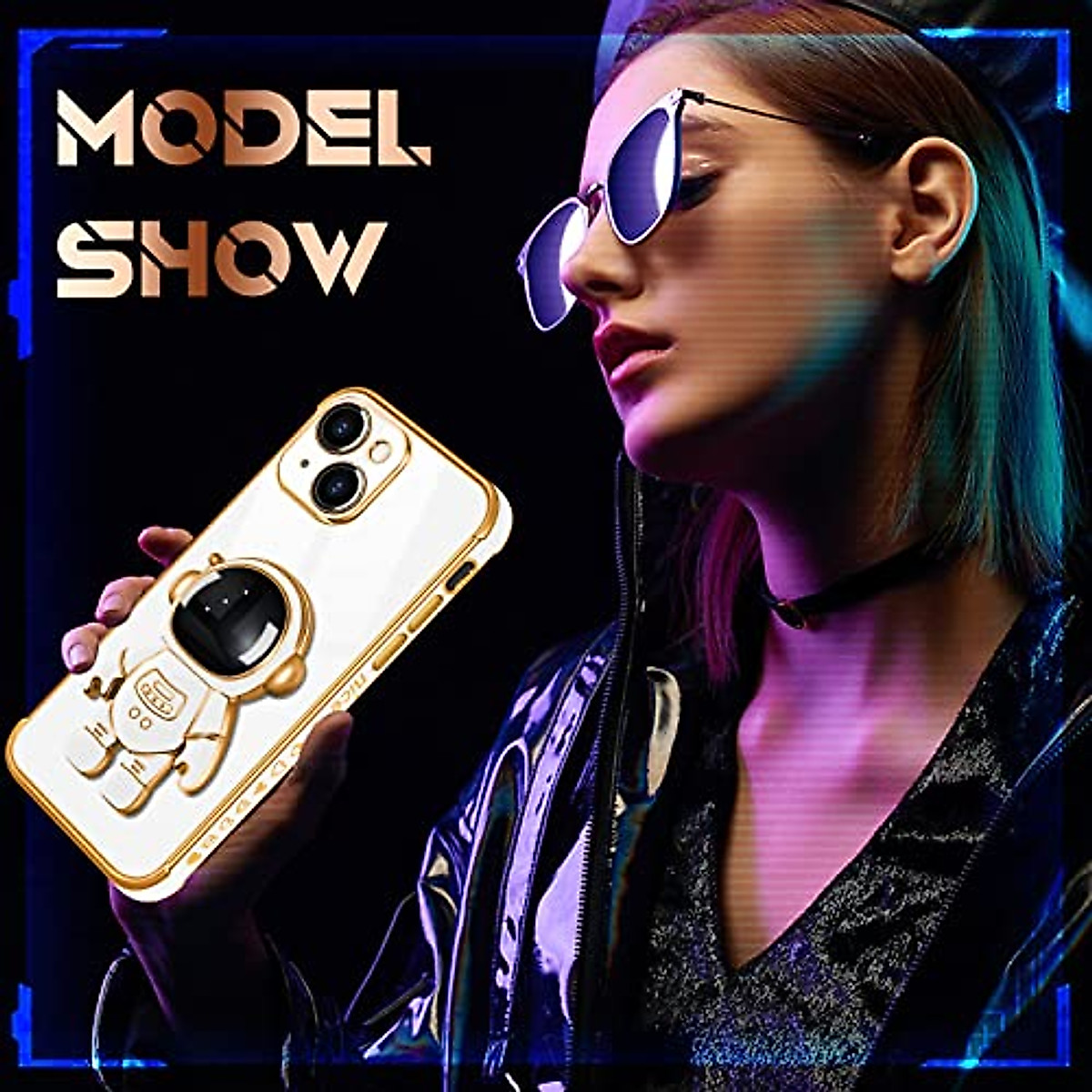 Coralogo for iPhone 13 Mini Case Astronaut Cute for Women Girls Girly Unique White Phone Cases with Astronaut Hidden Stand Kickstand 6D Design Cover for iPhone 13Mini 5.4 inch