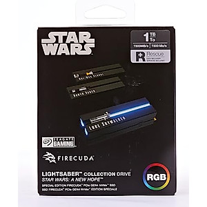 Seagate Lightsaber Collection Special Edition FireCuda SSD 1TB Solid State Drive - M.2 PCIe Gen4 ×4 NVMe 1.4, up to 7300MB/s, Customizable RGB LED Lightsabers (ZP1000GM3A053)