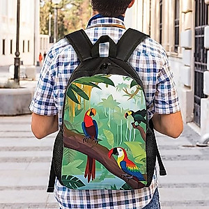 RLDOBOFE Macaw and Toucan of Rainforests Backpack For Women Men Travel Laptop Backpack Rucksack Casual Daypack Lightweight Travel Bag