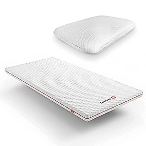 The Premium Mattress Topper by Dormeo (RV Short Queen) and True Evolution Pillow Bundle