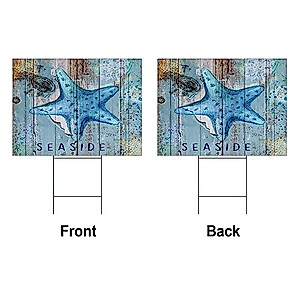 Nautical Beach Ocean Theme Underwater Starfish Yard Lawn Sign 18x24 Inch Summer Sea Animals Plants Personalized Yard Sign for Rent House Party Supplies Décor