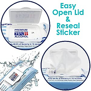 MagiCare Hand Sanitizer Wipes (4-80ct Packs) - Disposable 75% Alcohol Wipes - Unscented Sanitizing Wipes for Home, Travel, Classroom, Camping, etc - Four, 80ct Hand Wipes Soft Packs (320pcs)